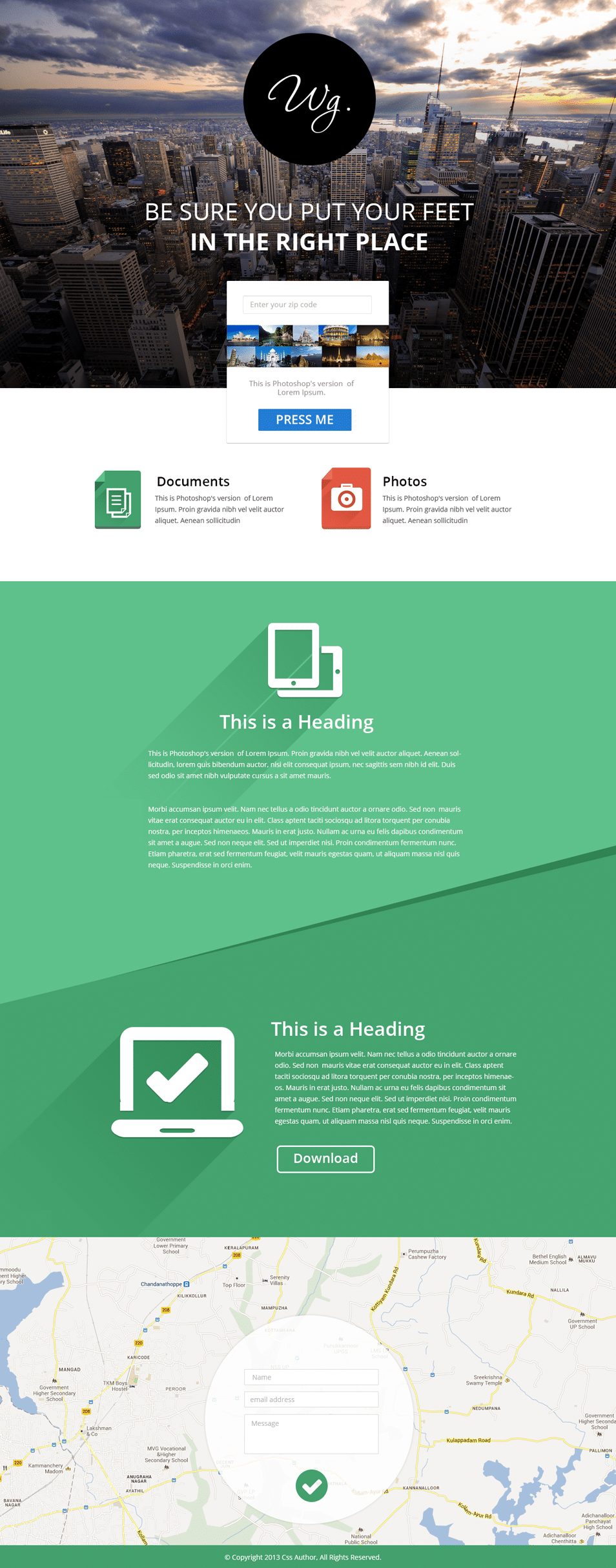Single Page Free Website Template PSD Freebie No 113