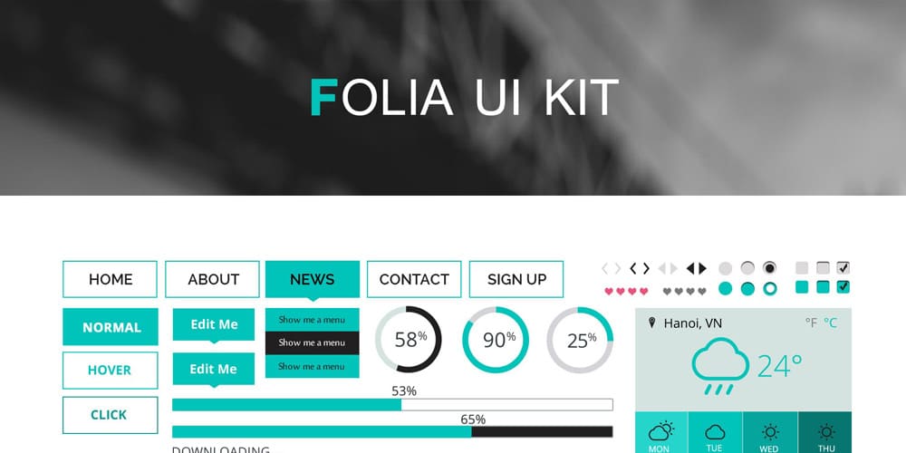 50+ Latest Free UI Kit PSD Collection - Css Author